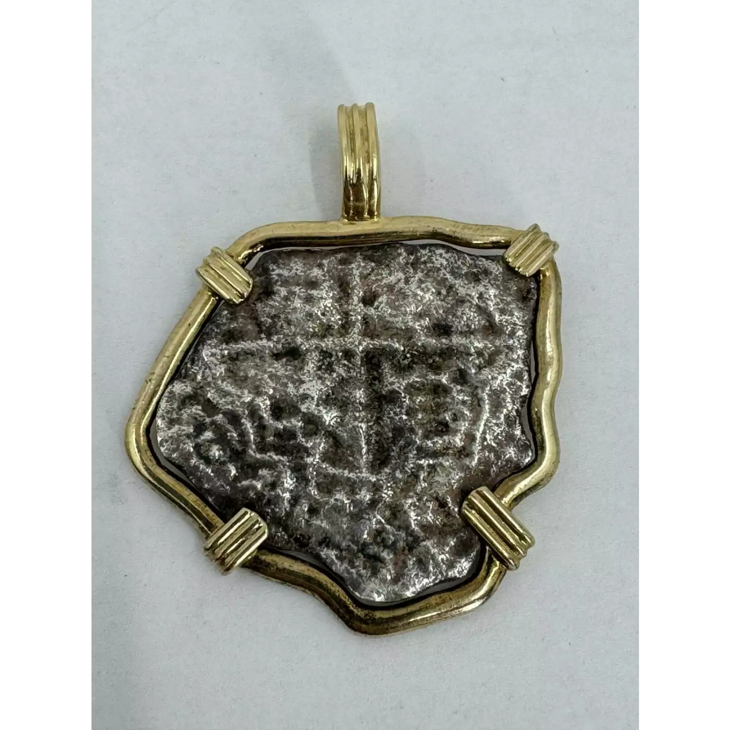 Atocha Coin in Gold Bezel Pendant - Coin Connection